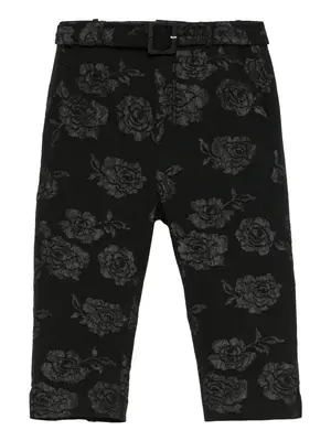 ROTATE BY BIRGER CHRISTENSEN Floral-jacquard Capri Trousers - Black