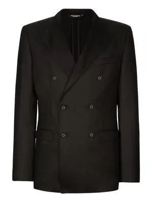 Dolce & Gabbana Double-breasted Virgin Wool Blazer - Black