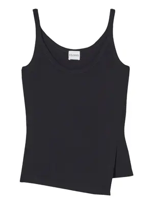 Closed Asymmetric Tank Top - Black
