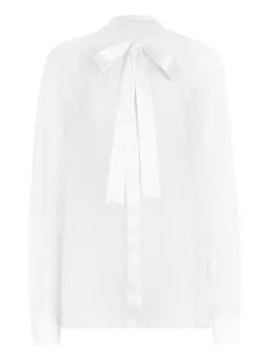 Dolce & Gabbana Silk Chiffon Pussy-bow Shirt - White
