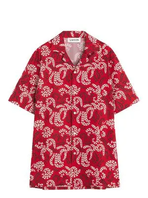 LANVIN Leaf-print Shirt - Red