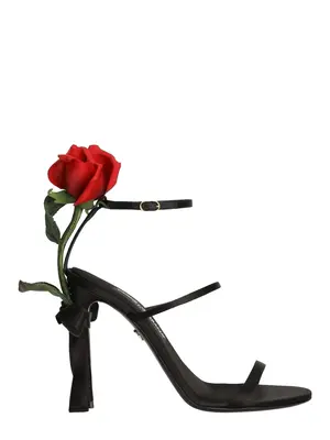 Dolce & Gabbana 105mm Rose-appliqué Sandals - Black