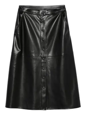 Patrizia Pepe Faux-leather Midi Skirt - Black