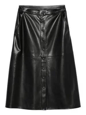 Patrizia Pepe Faux-leather Midi Skirt - Black
