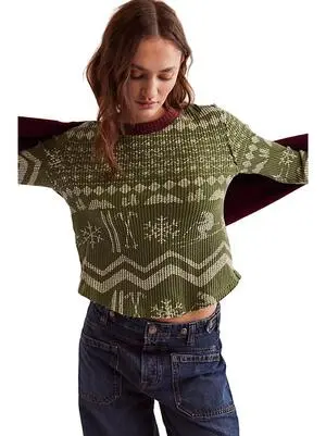 Free People We The Free Blissful Layering Tee Ski Green