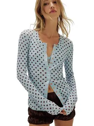 Free People FREE PEOPLE Printed Cardigan Blue
