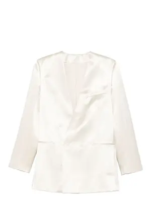 Philosophy Di Lorenzo Serafini Satined Double-breasted Blazer - White
