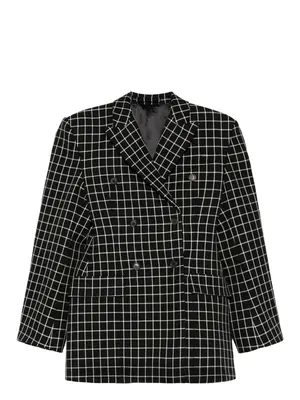 Wardrobe.NYC Check-pattern Blazer - Black