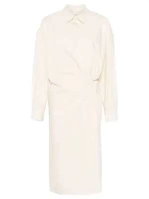 LEMAIRE Straight-collar Twisted Midi Dress - Neutrals
