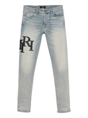 Amiri Staggered Logo Jeans - Blue