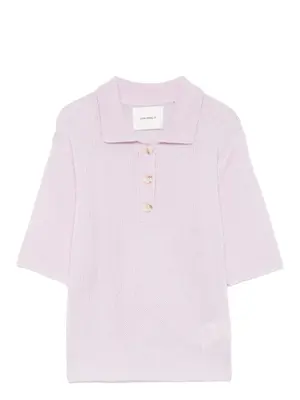 LISA YANG Masy Buttoned Polo Top - Purple