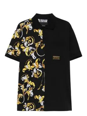 Versace Barocco-print Polo Shirt - Black