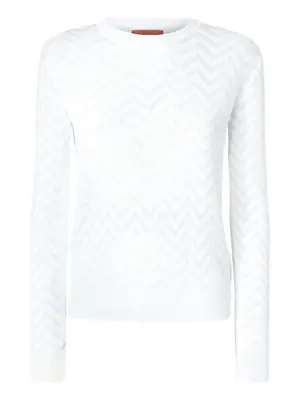 Missoni Chevron-knit Crew-neck Sweater - White