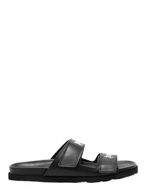 Palm Angels Logo Leather Sandals - Black