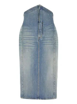 Alexander McQueen Denim Midi Skirt - Blue