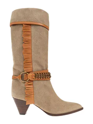 Isabel Marant 60mm Levon Fringed Boots - Neutrals