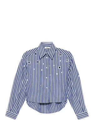 Sandro Striped Poplin Shirt - Blue