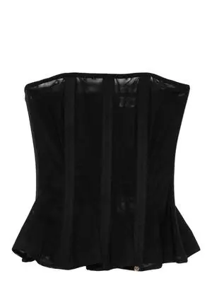NISSA Semi-sheer Corset Top - Black