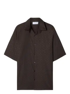Off-White Damier Cot-jacquard Shirt - Brown