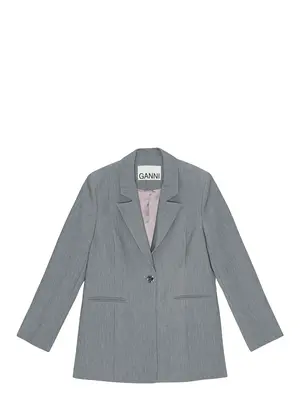 GANNI Mélange Twill Blazer - Grey