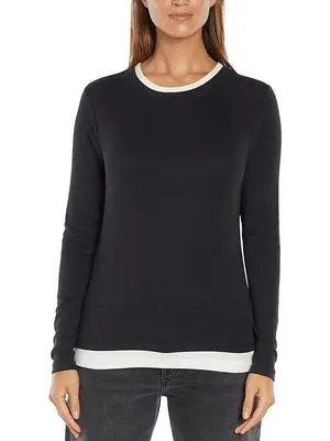 Three Dots Veronica Layered Long Sleeve Tee Anthracite