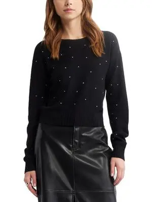 OPEN EDIT Open Edit Rhinestone Embellished Sweater Black