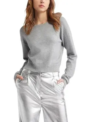 OPEN EDIT Open Edit Rhinestone Embellished Sweater Grey Heather