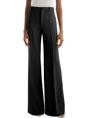 Chloé Wool Grain De Poudre Flare Leg Trousers - Black
