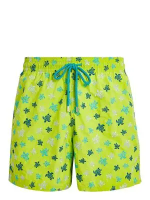 Vilebrequin Turtle Embroidered Mistral Swim Shorts - Green