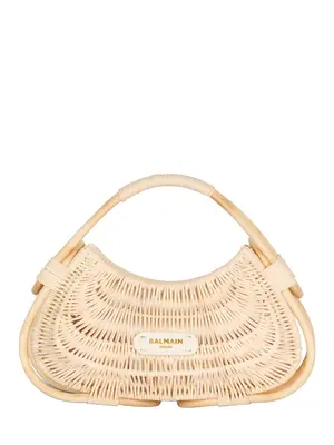 Balmain Medium Wicker Jolie Madame Top-handle Bag - Beige