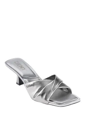 Dkny Jolaine Metallic Twist Slide Sandal - Nickel