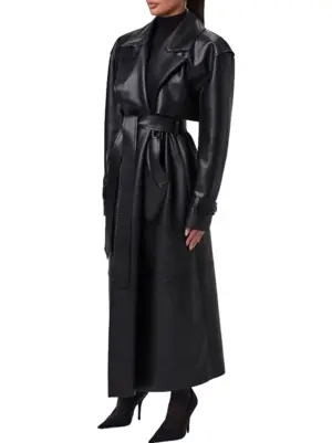 naked wardrobe-Naked Wardrobe Faux Leather Trench Coat