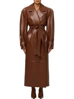 Naked Wardrobe Naked Wardrobe Faux Leather Trench Coat Toffee