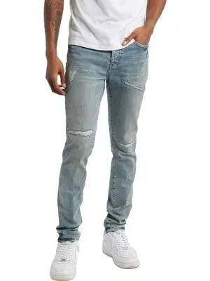 PURPLE BRAND Rip & Repair Skinny Jeans - Light Indigo