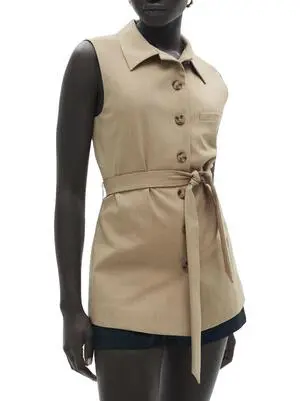 Mango Tie-waist Vest - Beige