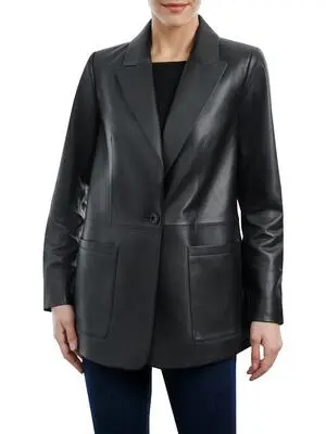 Michael Kors Leather Oversized Blazer - Black
