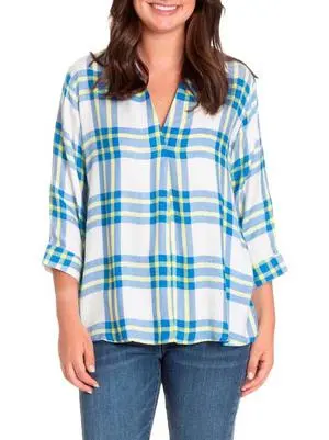 APNY Plaid Tunic With Crisscross Back - White