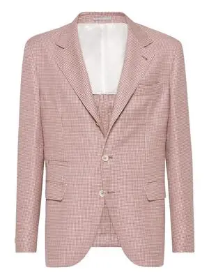 Brunello Cucinelli Houndstooth Blazer - Red