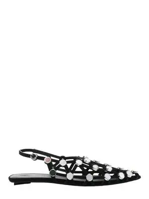 Attico Grid Slingback Sandals - Black