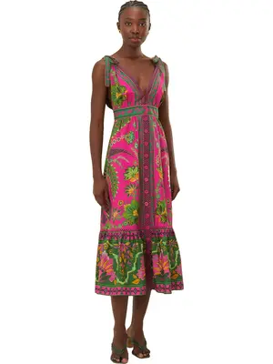Farm Rio Tapestry Floral Midi Dress - Ana Tapestry Pink