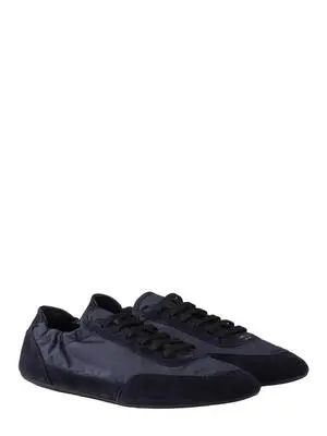 Prada Re-nylon And Suede Collapsible Lace-up Sneakers - Blue