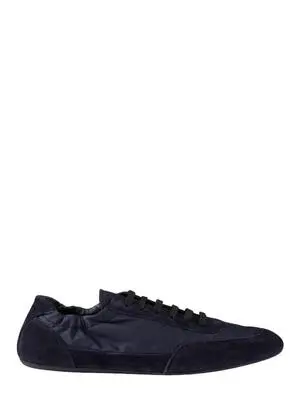 Prada Prada Re-Nylon And Suede Collapsible Lace-Up Sneakers Navy