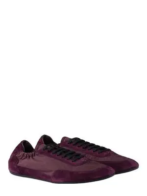 Prada Prada Collapse Re-Nylon And Suede Sneakers Burgundy