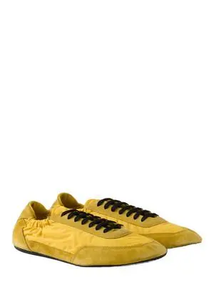 Prada Prada Re-Nylon And Suede Elasticized Sneakers Topaz