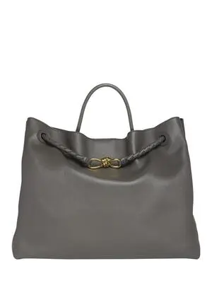 Bottega Veneta Large Andiamo Leather Top-Handle Bag Lapilli Travertine