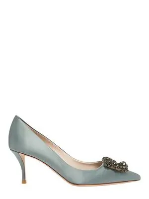 ROGER VIVIER Roger Vivier Satin Crystal Buckle Pumps