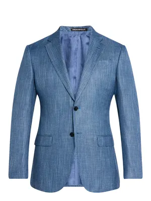 Emporio Armani Textured Grid Sport Coat Fancy Blue