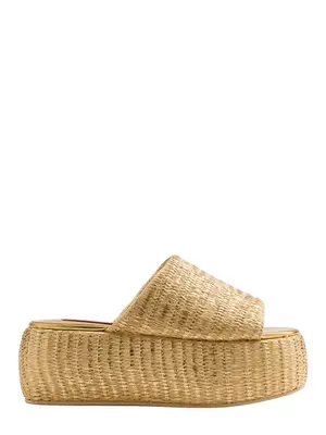 SIMONMILLER Metallic Raffia Cloudy Platform Sandals - Goldnatural