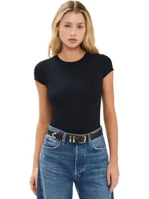 Commando Butter Luxe Cap Sleeve Thong Bodysuit - Black