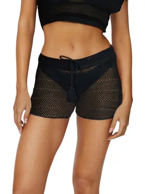 PQ Bree Open Stitch Cover-up Shorts - Black